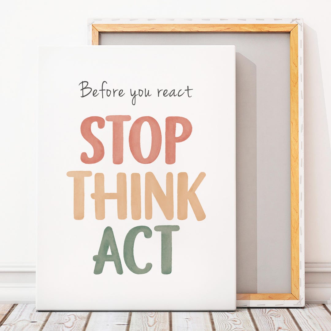 Stop Think Act Poster, School Counselor Decor, STOP Technique, Calming ...