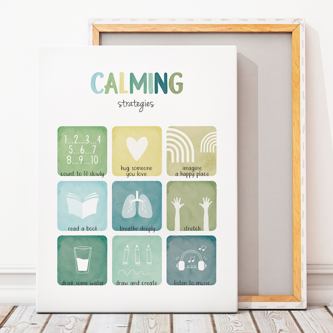 Therapy Poster, Calming Strategies Print, Therapy Office Decor, Calming ...
