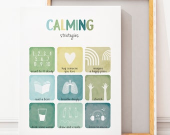 Therapy Poster, Calming Strategies Print, Therapy Office Decor, Calming ...