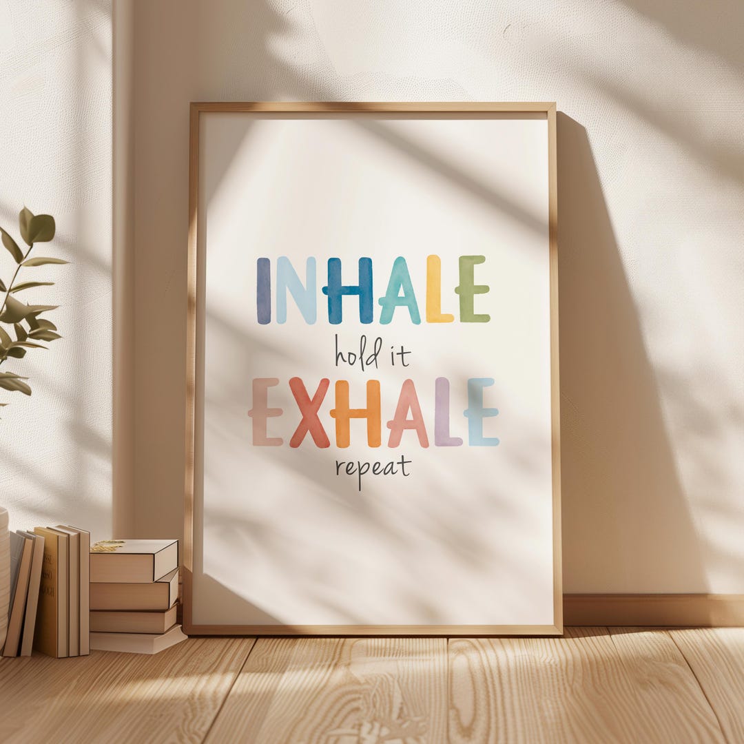 Mindfulness Breathing Poster, Inhale Exhale Sign, Counseling Office ...