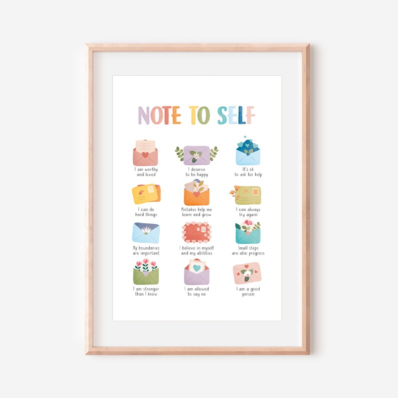 Therapy Office Decor, Note to Self Poster, School Counselor CBT DBT ...