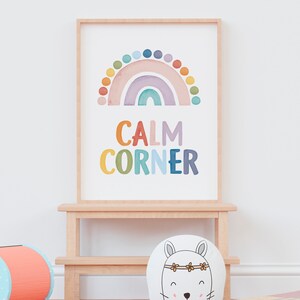 Rainbow Calming Corner Sign, Classroom Decor Printable, Mental Health ...