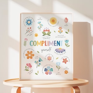 Compliment Yourself, Positive Affirmation, Therapy Office Decor, Mental ...