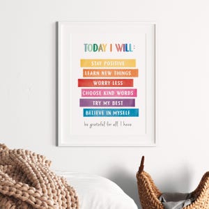 Today I Will Poster, Therapy Office Wall Decor, Mental Health, School ...