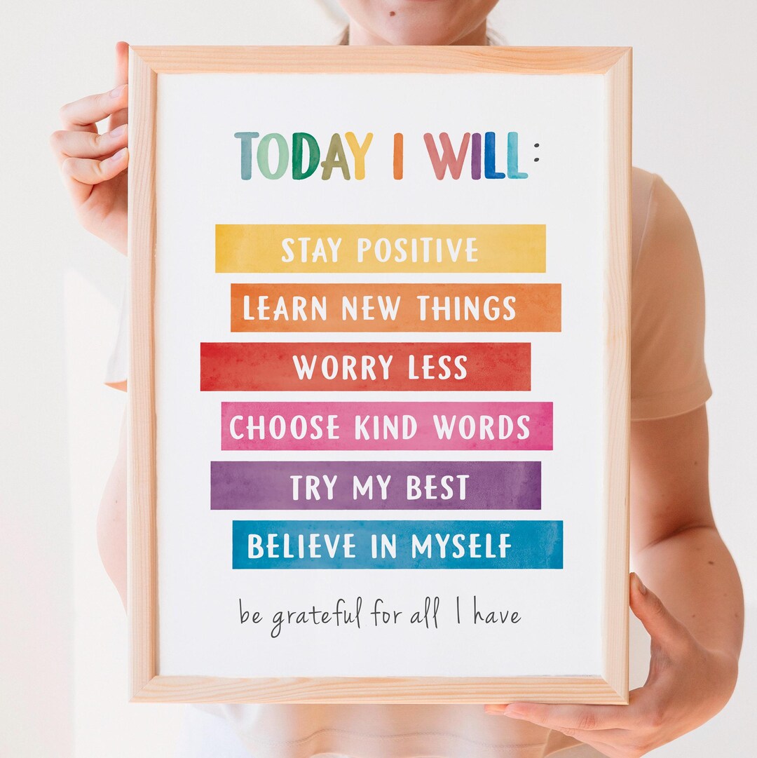 Today I Will Poster, Therapy Office Wall Decor, Mental Health, School ...
