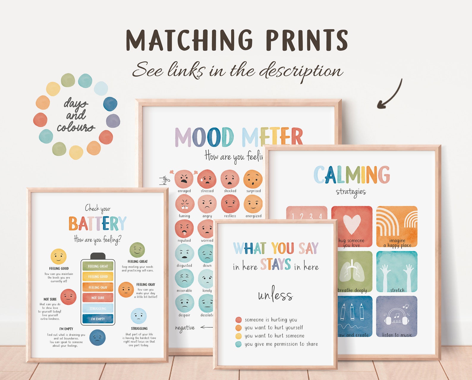 4 Happy Chemicals Posters, Serotonin Poster, Therapy Office Decor ...