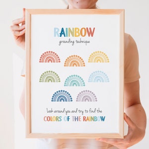 Rainbow Grounding Technique Poster, Coping Skills Poster, Social Worker ...