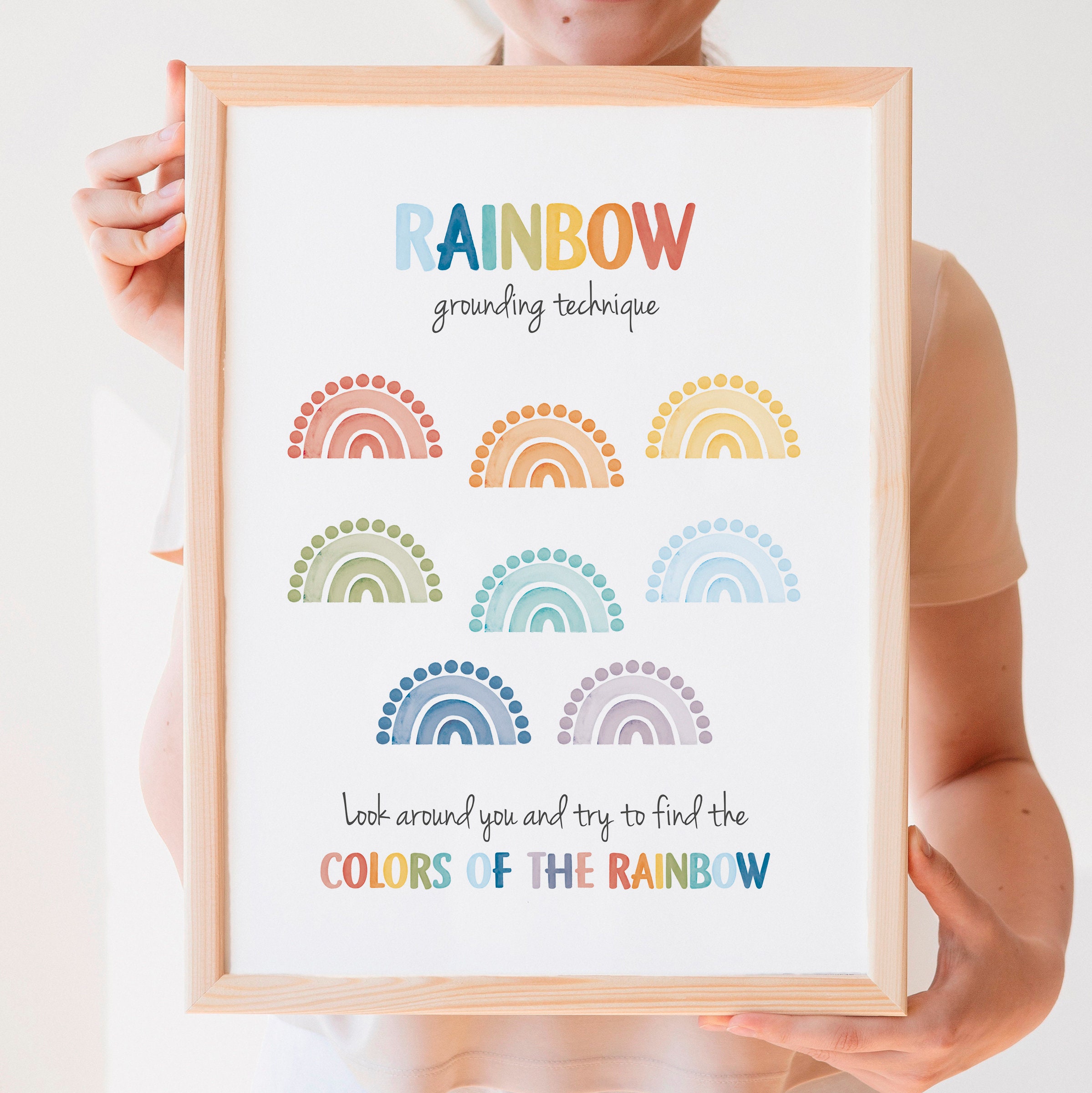 Rainbow Grounding Technique Poster, Coping Skills Poster, Social Worker ...