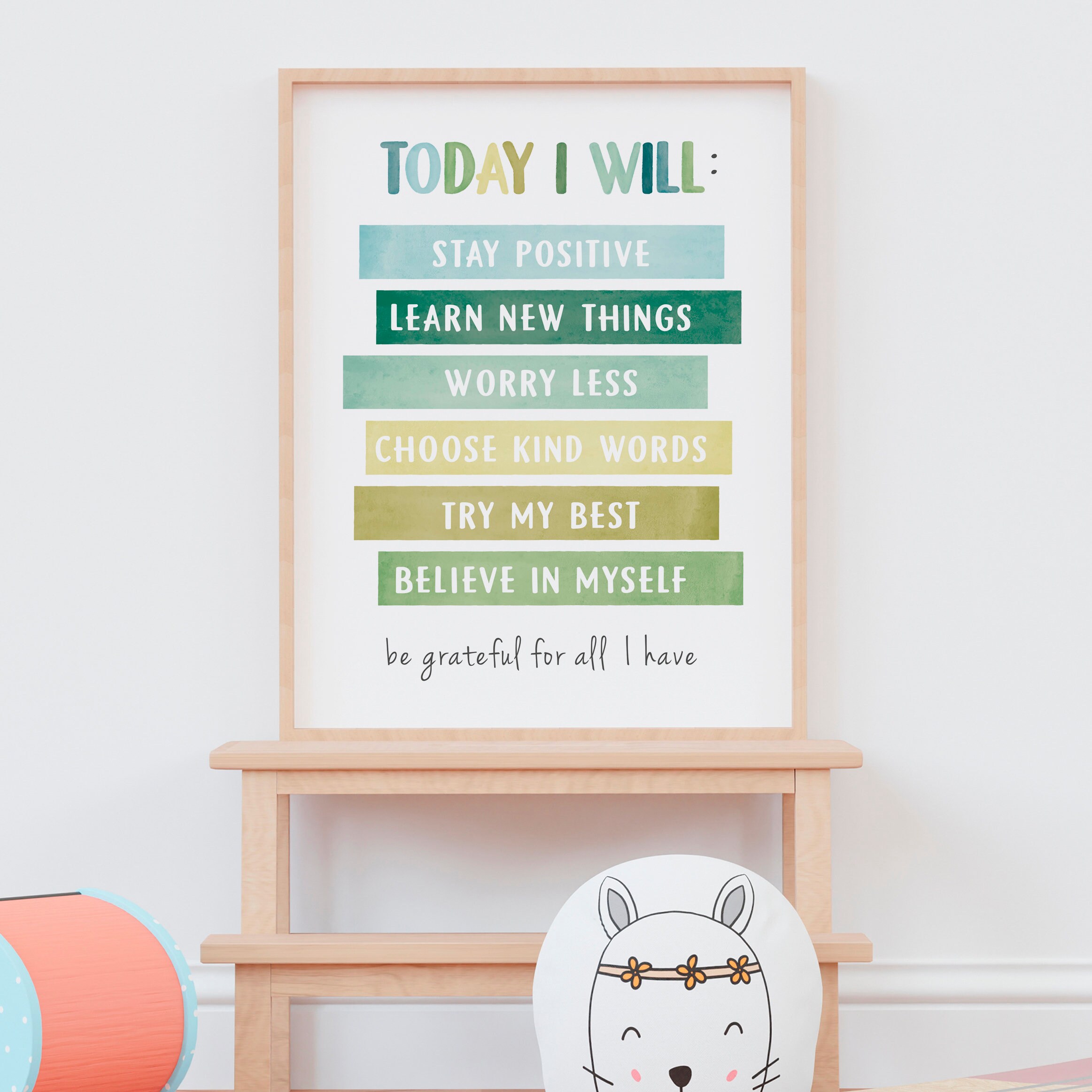 Today I Will Poster, Therapy Office Decor, Positive Affirmations ...
