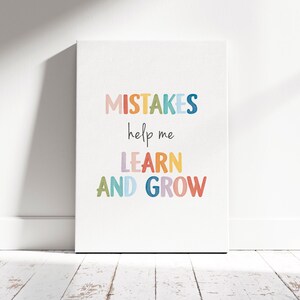 Mistakes Help Me Learn Poster, Growth Mindset, Affirmations, Classroom ...