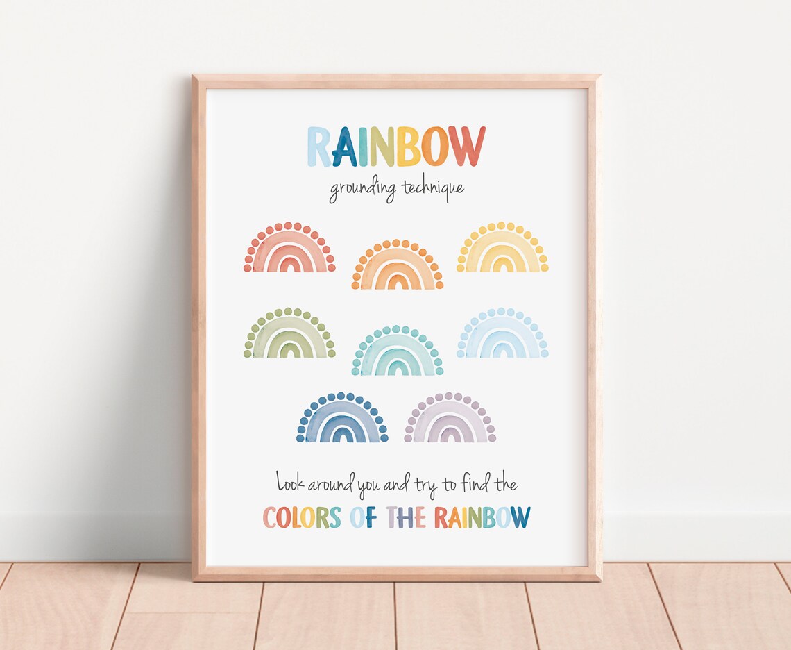 Rainbow Grounding Technique Poster, Coping Skills Poster, Social Worker ...