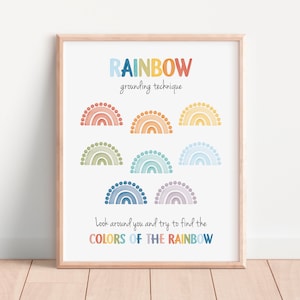 Rainbow Grounding Technique Poster, Coping Skills Poster, Social Worker ...