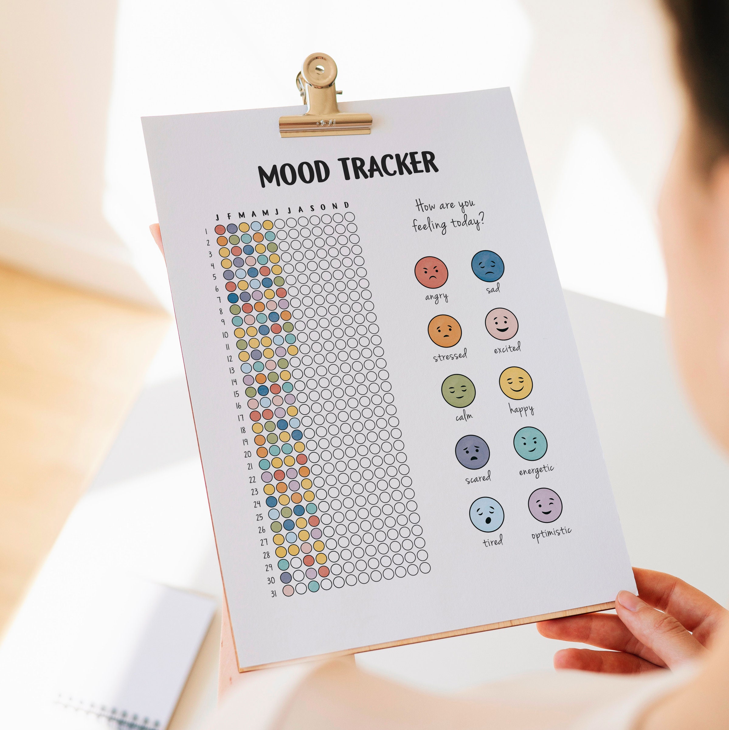 Yearly Mood Tracker, School Counselor Worksheet, Feelings Chart, Mental ...