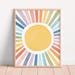 Sun Playroom Poster, Watercolor Nursery Sun Print, Rainbow Sun Wall Art ...