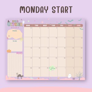 October 2024 Planner Printable, October Calendar Printable, Halloween ...