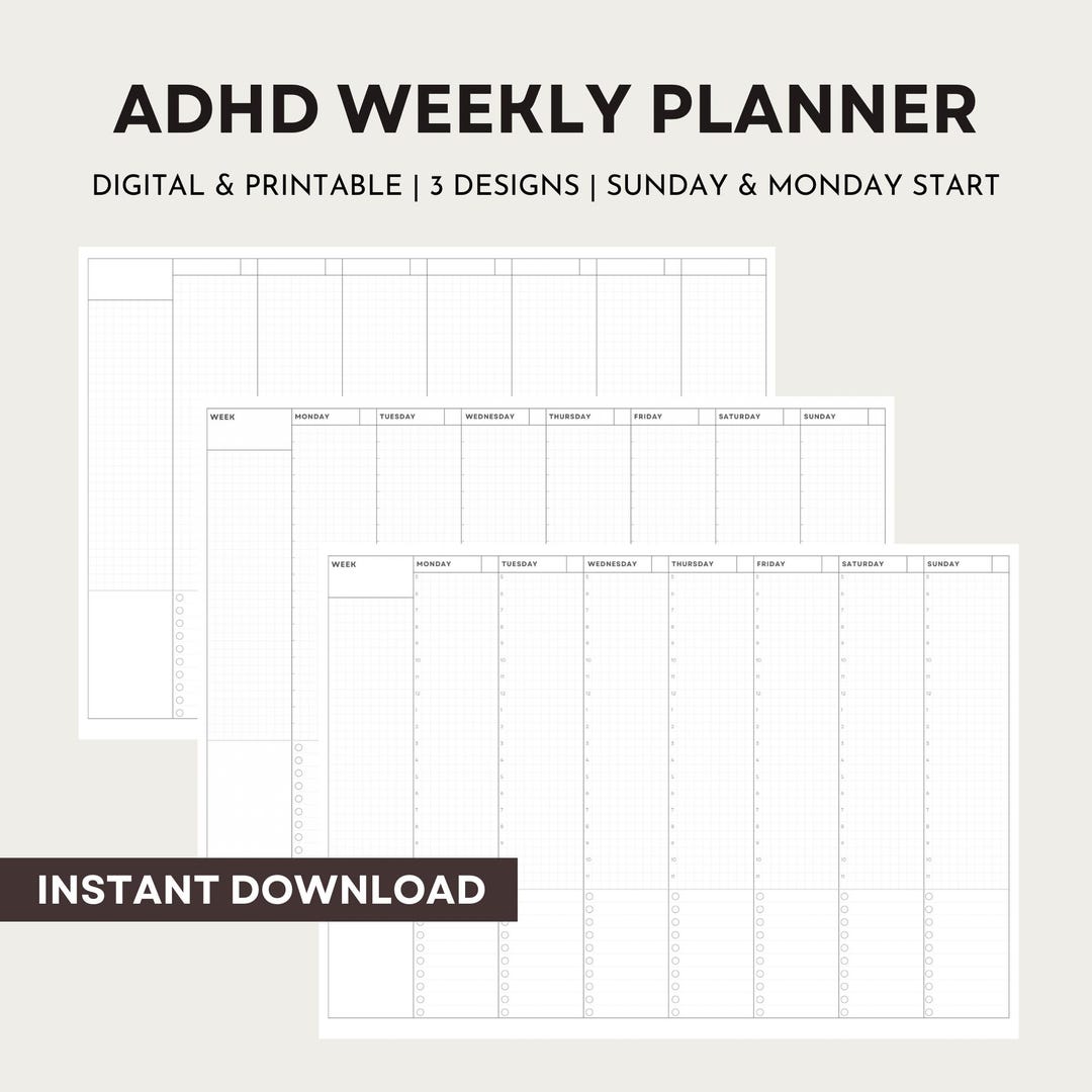 ADHD Weekly Planner Printable, ADHD Planner for Adult, ADHD Digital ...