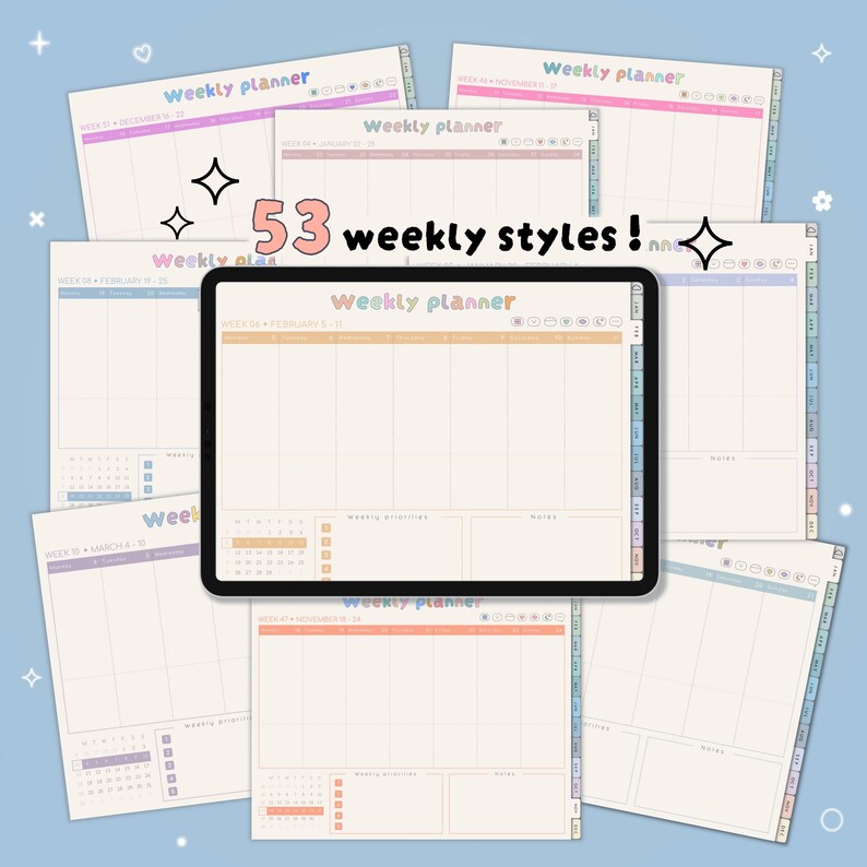 2024 SKY & ME Digital Planner Hyperlinked Planner Dated Planner Monthly ...