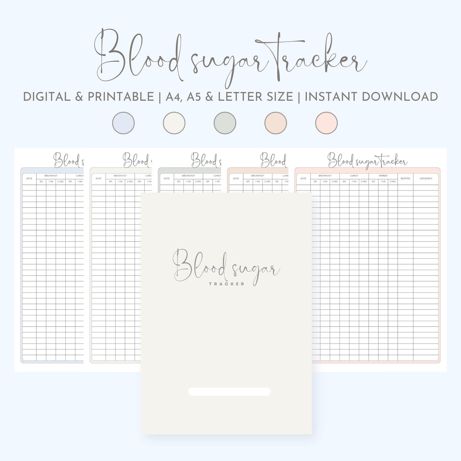 Blood Sugar Tracker Printable, Glucose Monitor, Blood Sugar Log, Blood ...