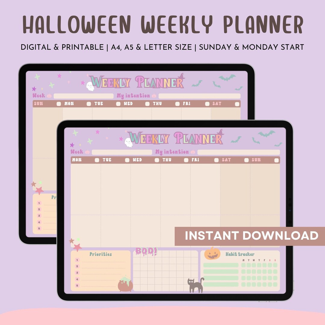Halloween Weekly Planner Printable, October Planner Printable ...