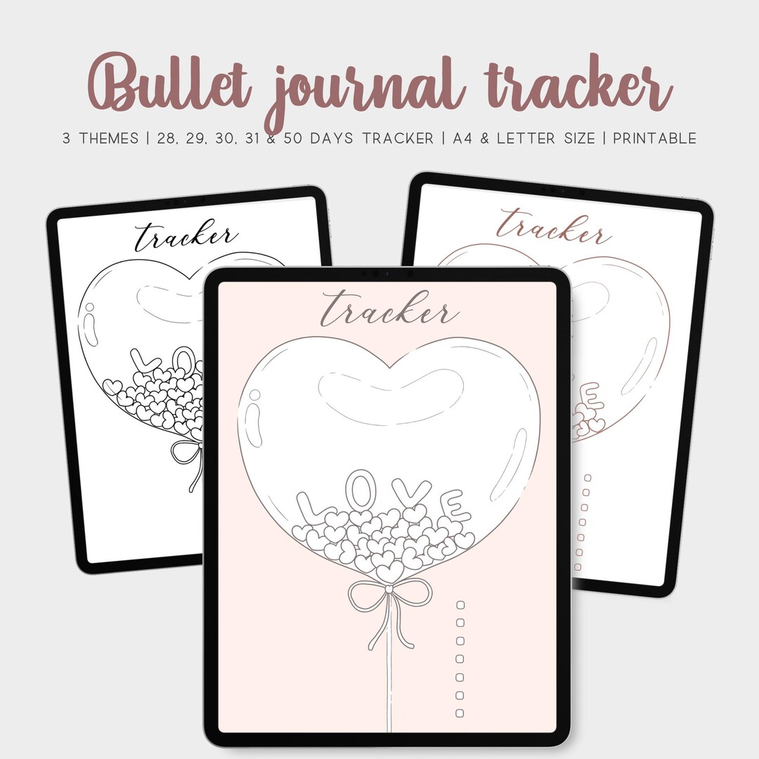 Monthly Tracker Printable Valentine, Bullet Journal Tracker, Monthly ...
