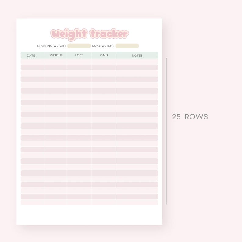 Digital Weight Tracker Printable, Weight Loss Tracker, Weight Loss ...