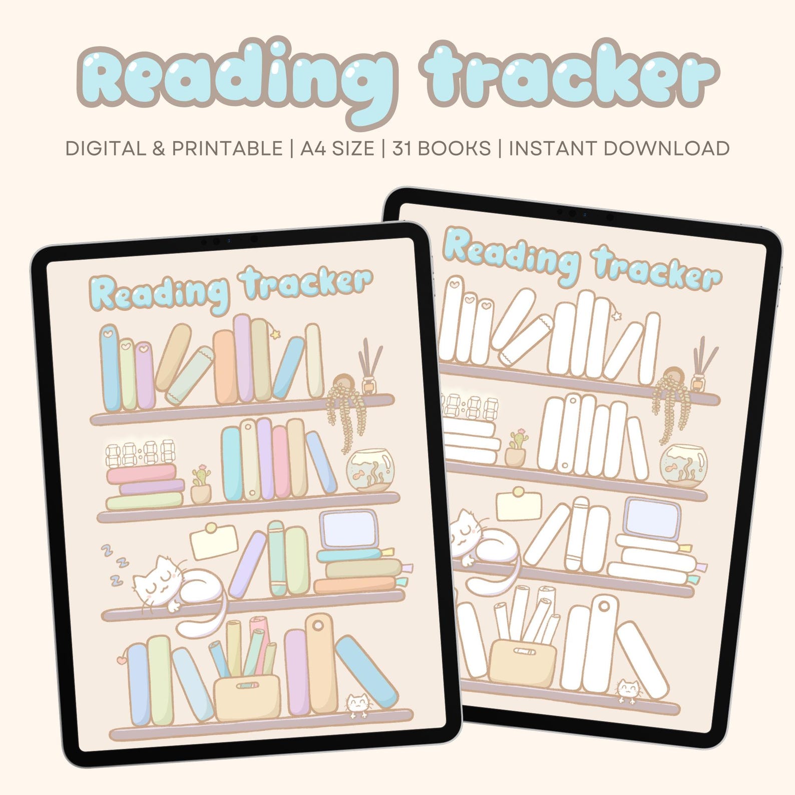 Bookshelf Reading Tracker Printable, Book Tracker, Digital Reading Log ...