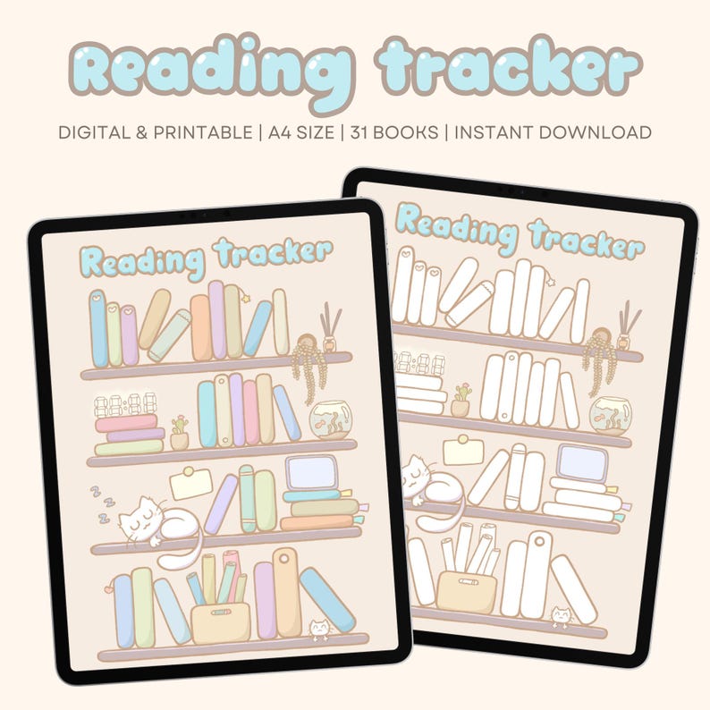 Bookshelf Reading Tracker Printable, Book Tracker, Digital Reading Log ...