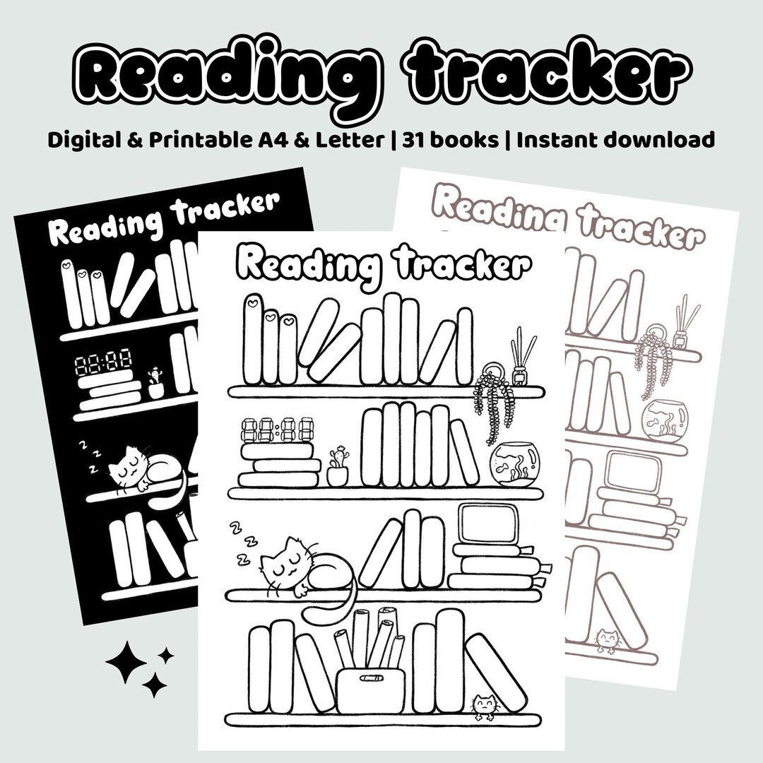 Bookshelf Reading Tracker Printable, Book Tracker, Digital Reading Log ...