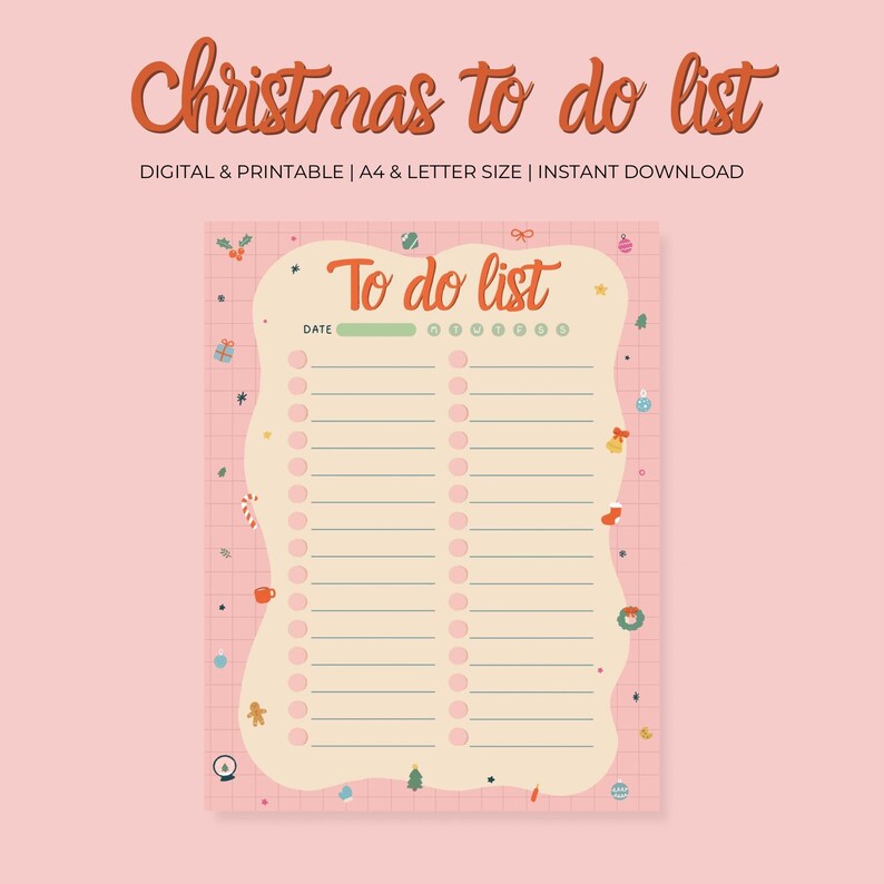 Daily to Do List Printable Christmas to Do List Template Digital to Do ...