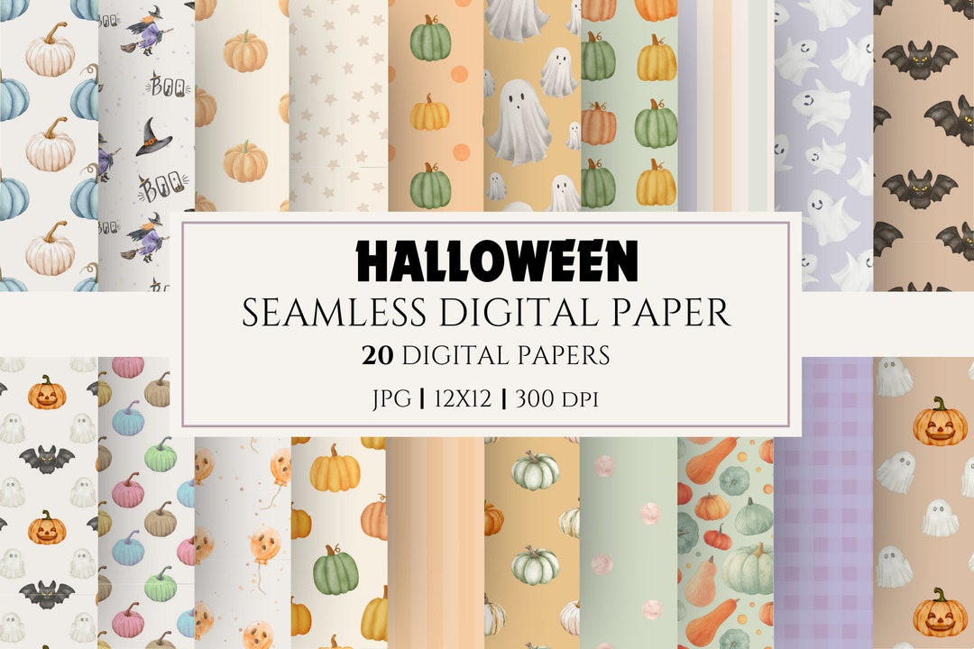 20 Halloween Themed Digital Paper Backgrounds in Pastel Shades. - Etsy