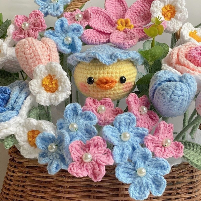 Handmade Finished Product Crochet Flower Basket Crochet - Etsy