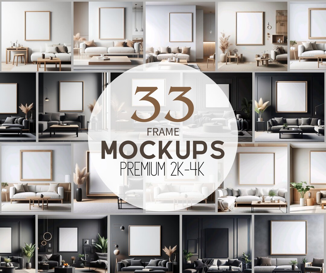 Frame Model Pack Set, Frame Model Pack, Living Room, 33x PNG, JPG Wall ...