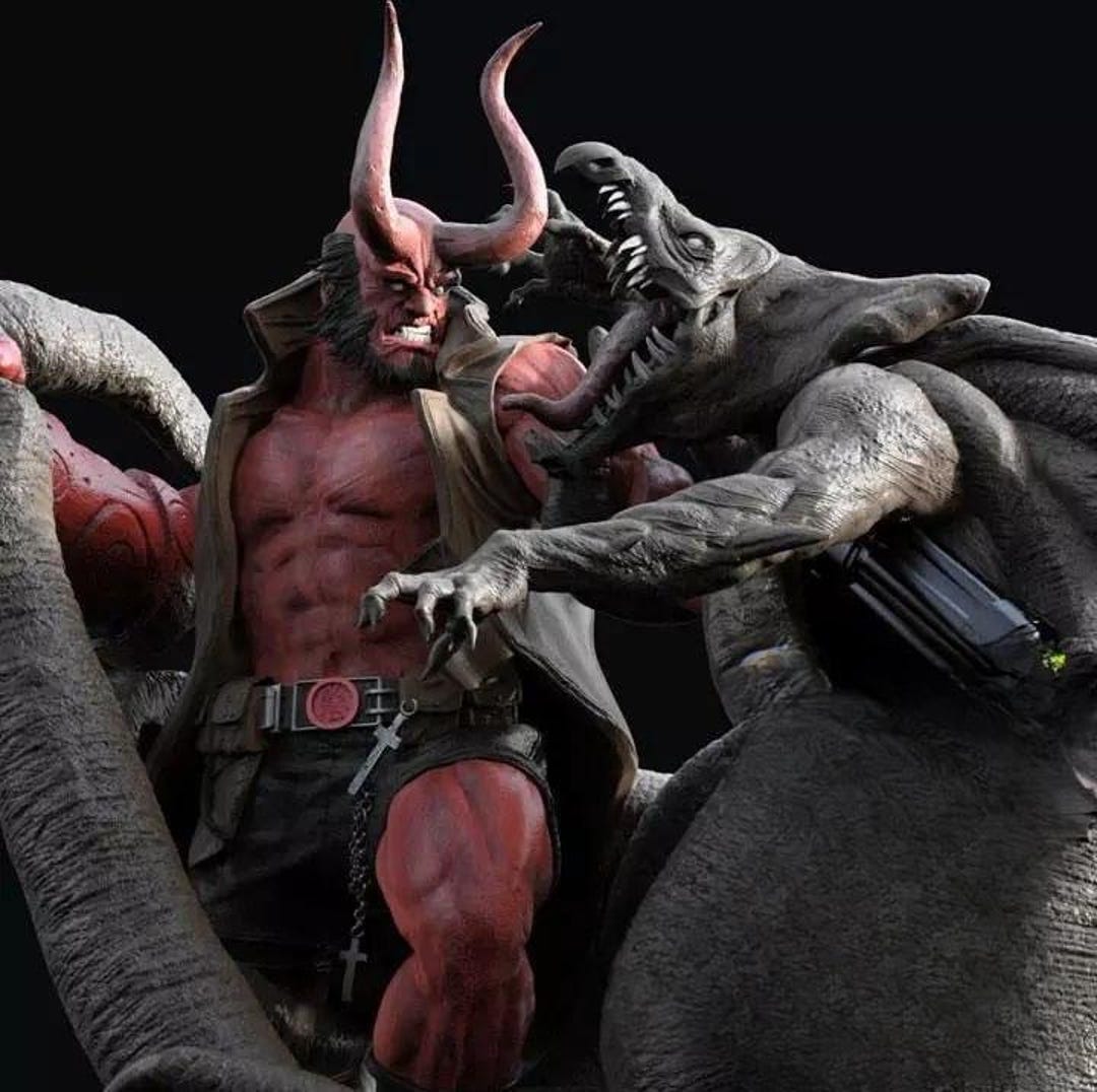 Hellboy Fighting Miniature, Various Sizes Available, Custom Painting ...