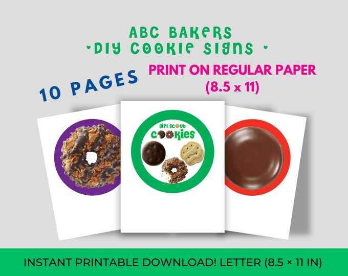 ABC Bakers DIY Girl Scout Cookie Signs. Download and Print! Includes ...