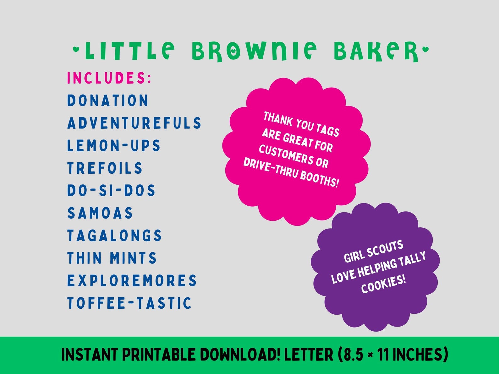 LBB Girl Scout Cookie Thank You Tags + Tally Sheet (PDF) - Etsy