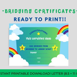 Girl Scout Bridging Certificates for SIX Levels! Instant PDF Digital ...