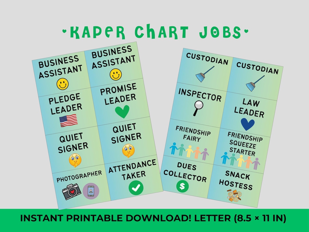 Kaper Chart Jobs for Girl Scouts - Instant Download - Easily Add to ...