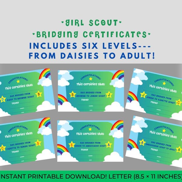 Girl Scout Bridging Certificate - Etsy
