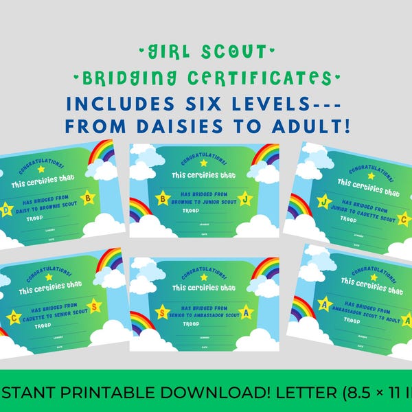 Girl Scout Bridging Certificate - Etsy