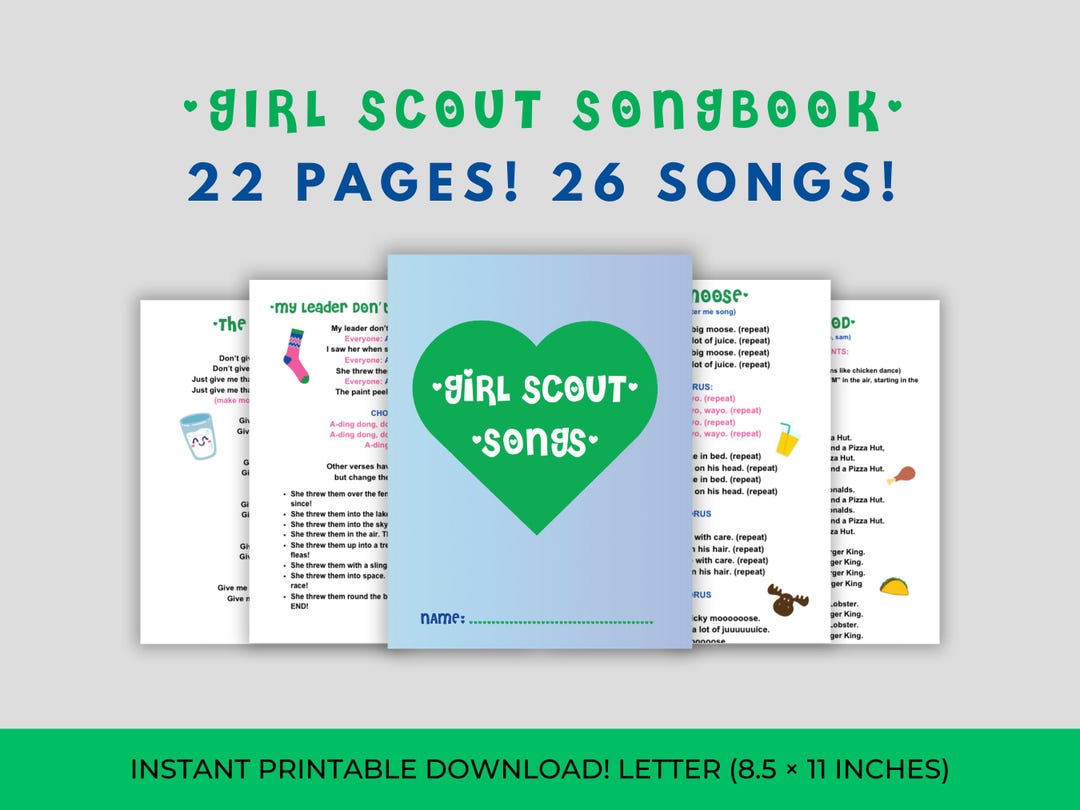 Girl Scout Songbook With 26 Songs! Instant Digital Download! Ready to ...