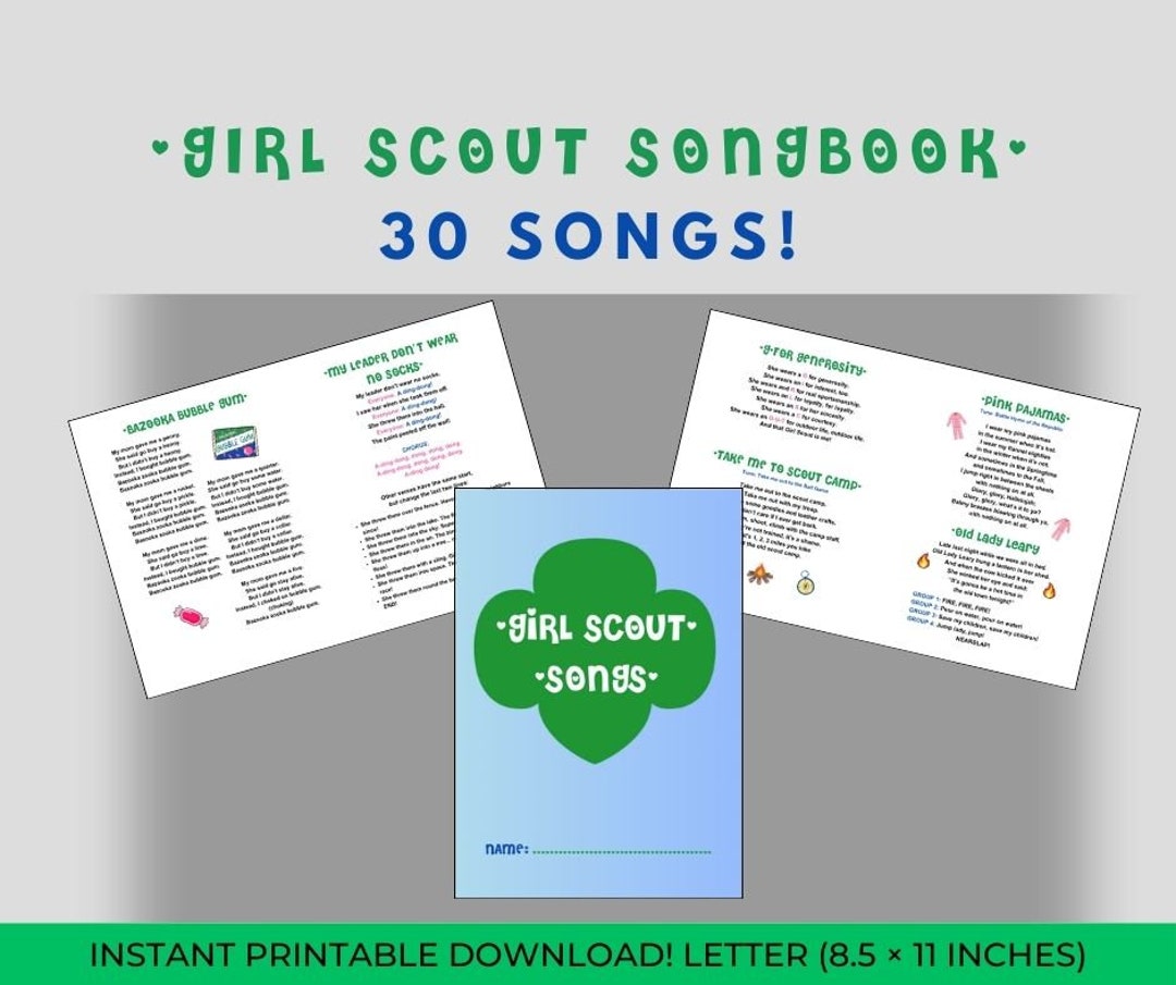 Girl Scout Songbook With 30 Songs Can Fold Into a Book Instant Digital ...