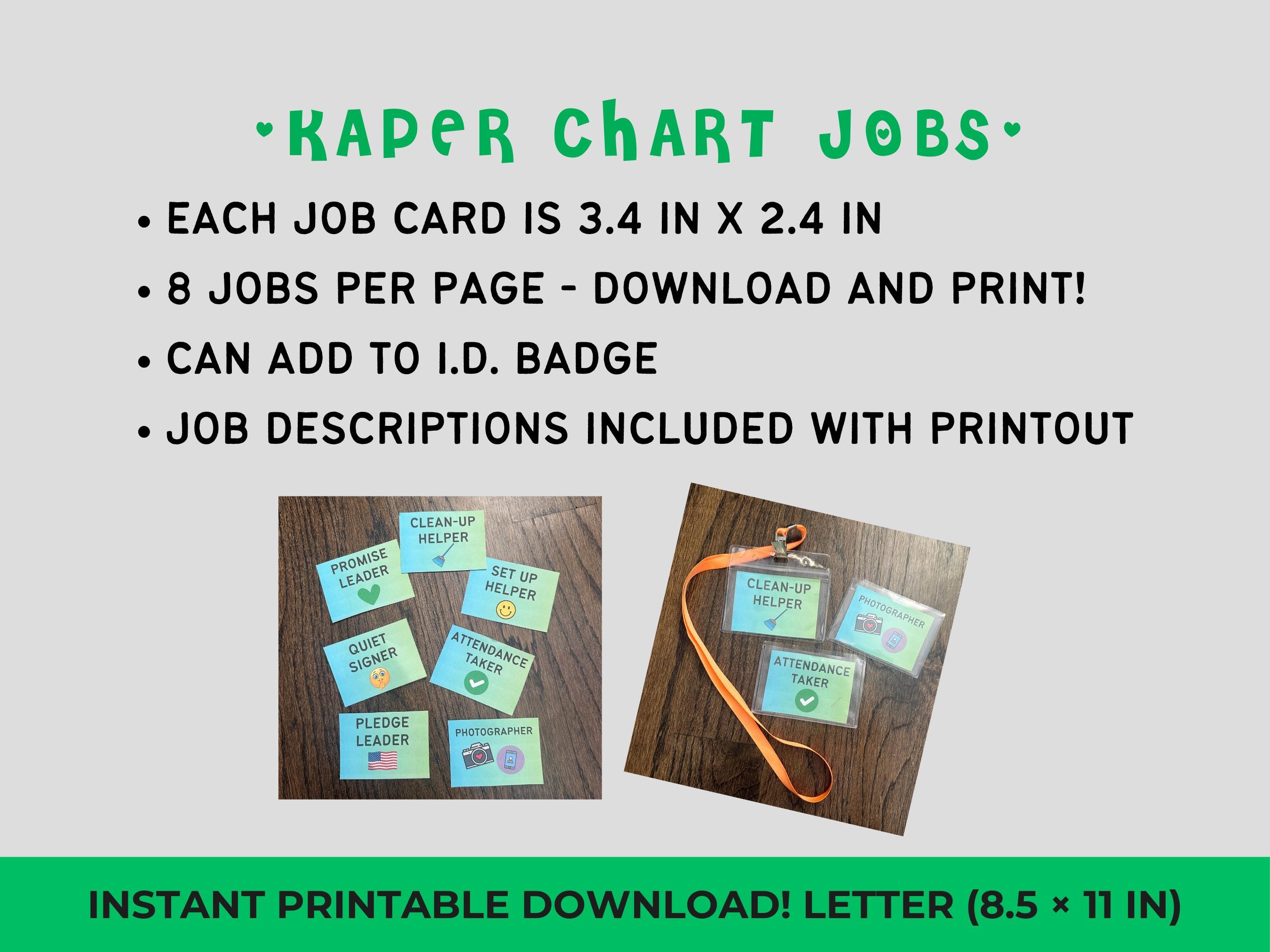 Kaper Chart Jobs for Girl Scouts - Instant Download - Easily Add to ...