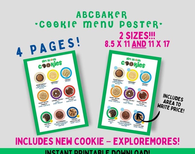 ABC Bakers Girl Scout Cookie Menu: Booth Poster (instant Digital ...
