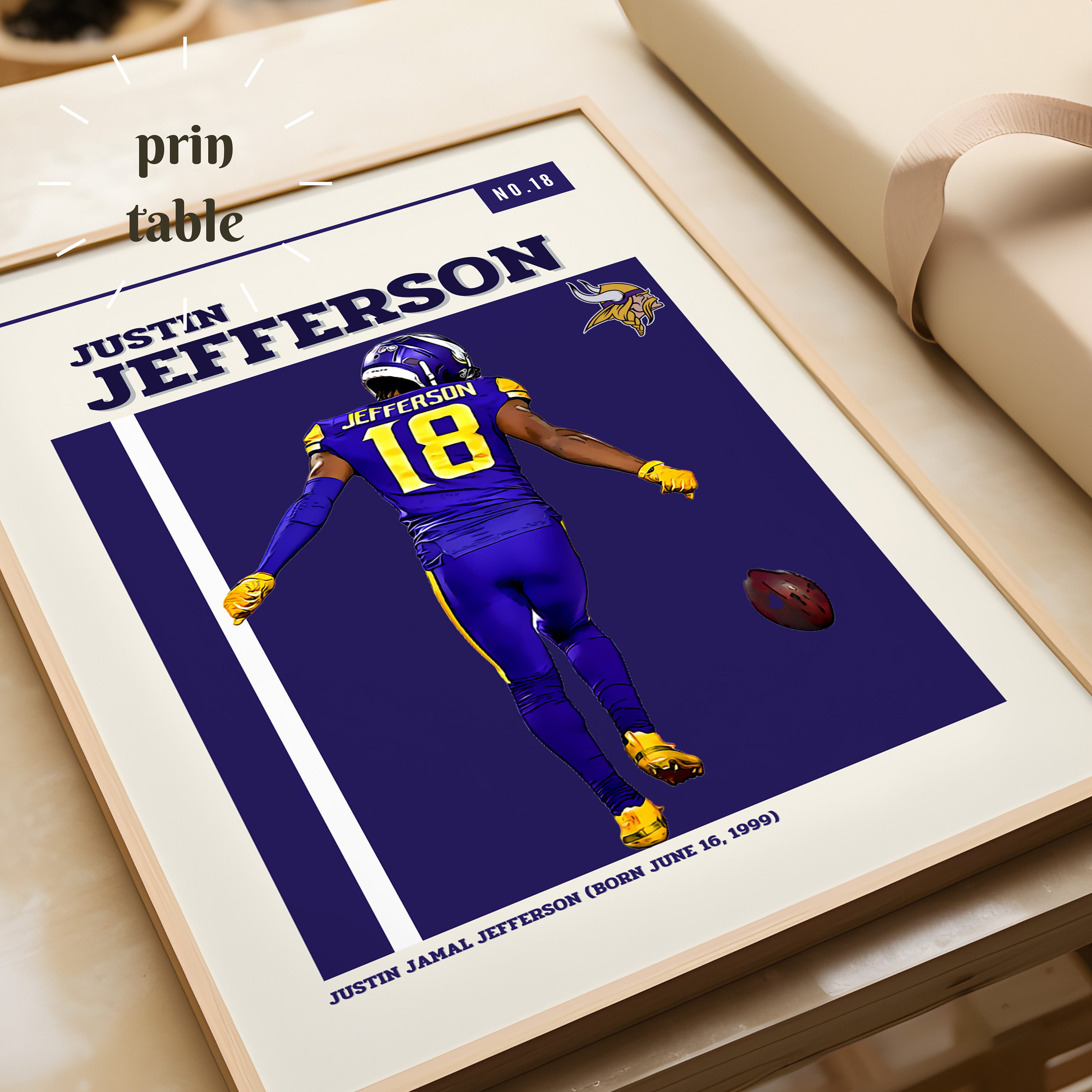 Justin Jefferson Poster,justin Jefferson, Wall Art Printable, Digital ...