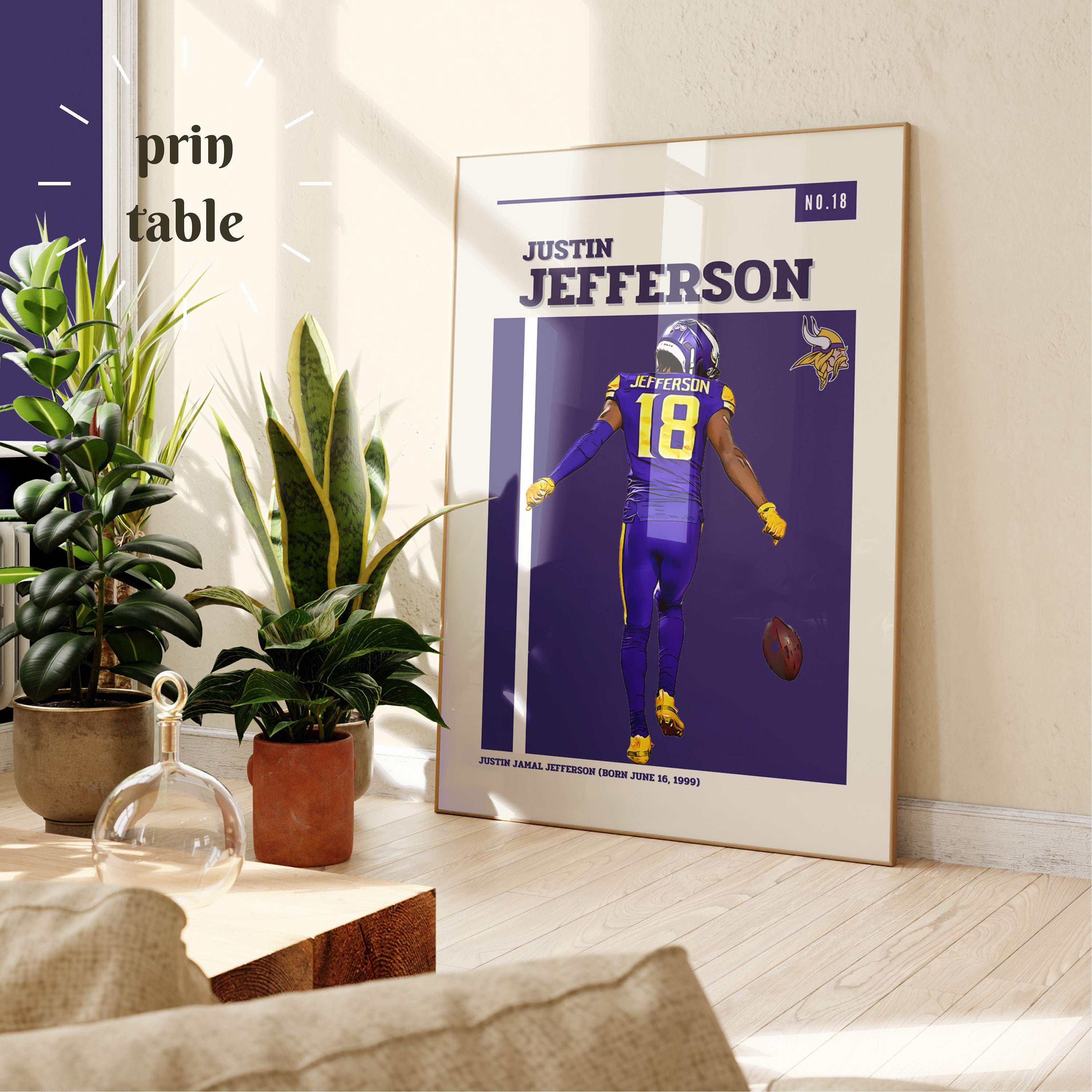 Justin Jefferson Poster,justin Jefferson, Wall Art Printable, Digital ...