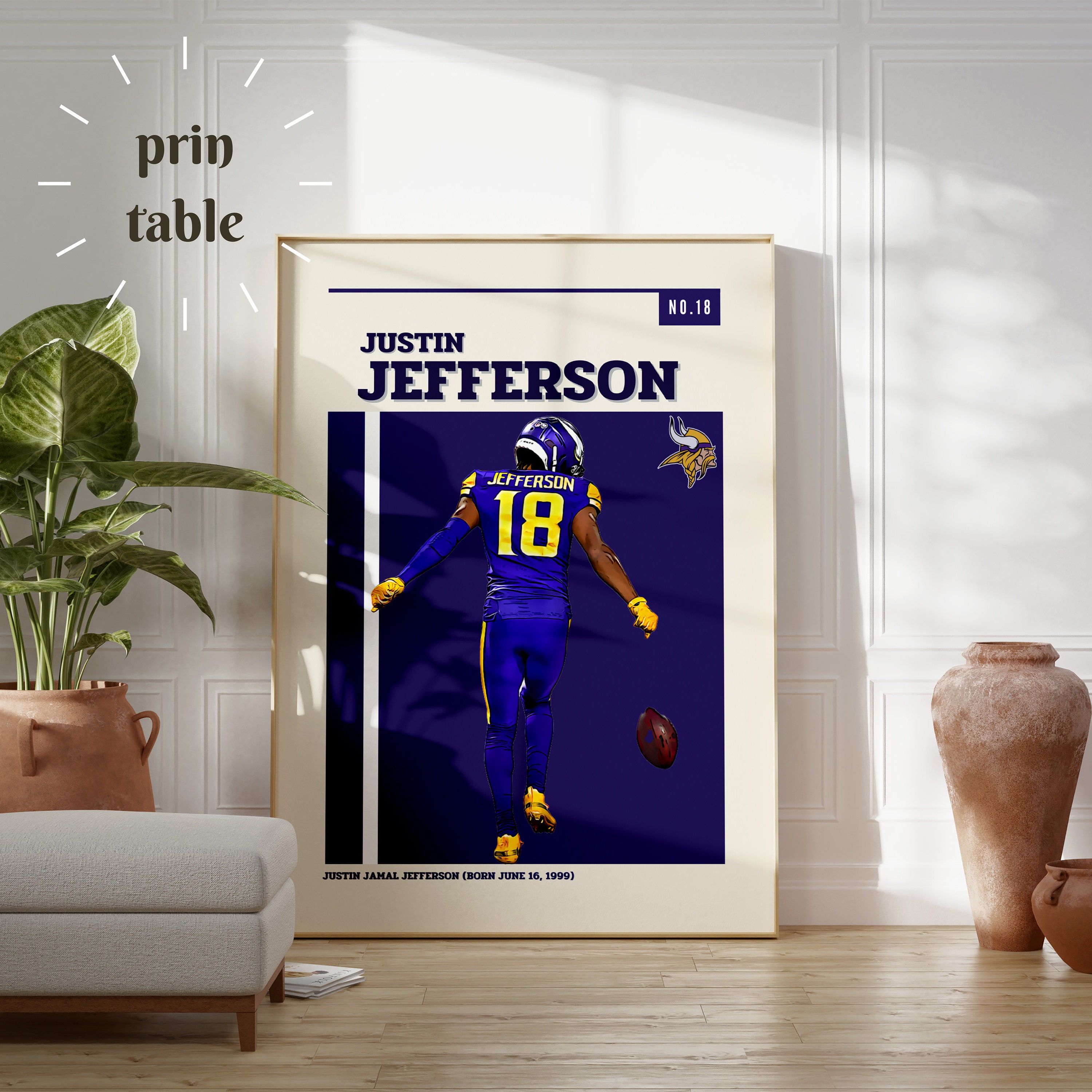 Justin Jefferson Poster,justin Jefferson, Wall Art Printable, Digital ...