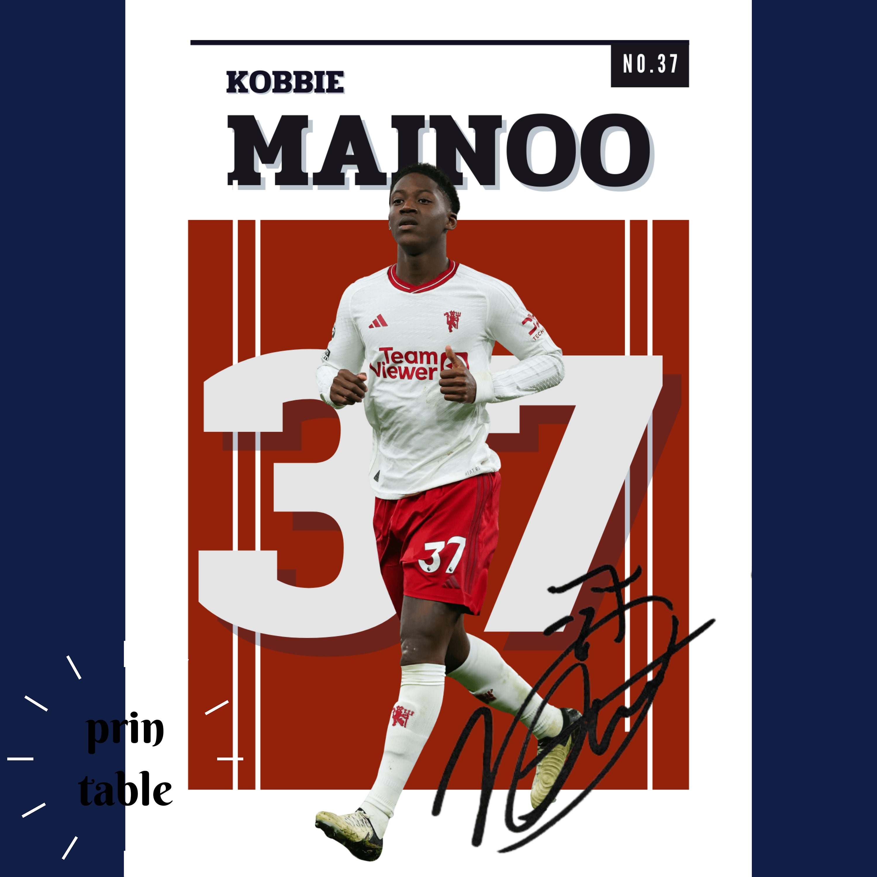 Kobbie Mainoo Poster,england Player Poster,goat Poster,football Art ...