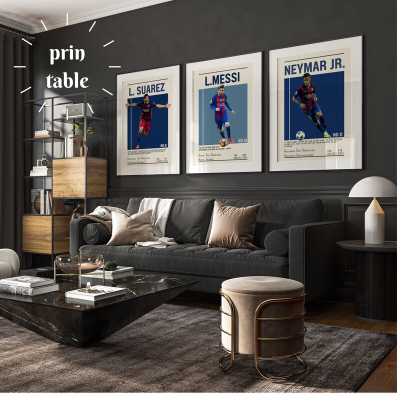 3 Set MSN ,MSN Poster,neymar,messi,suarez,football Fan,gift for Her,mid ...
