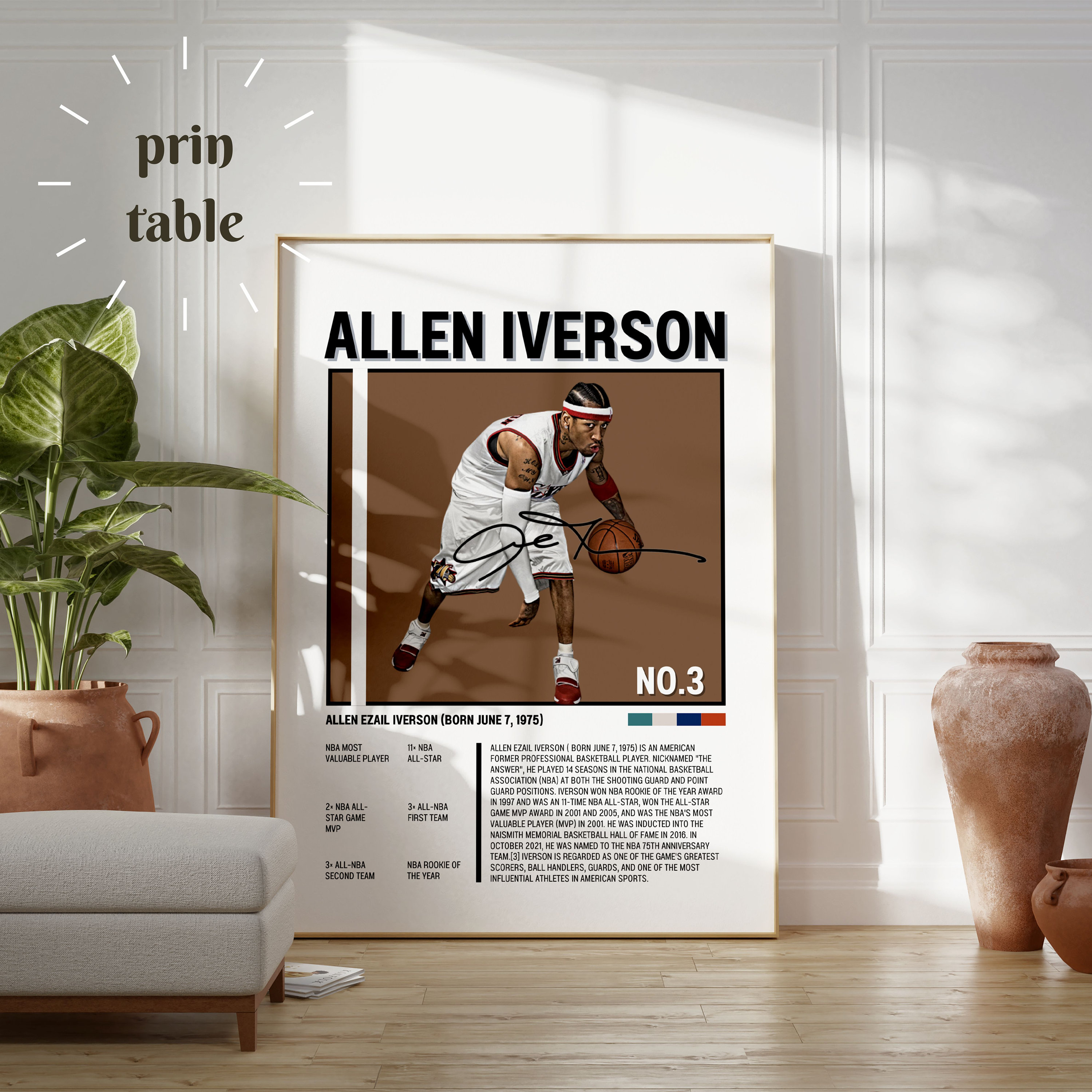 Allen Iverson Poster,basketball Print, Basketball Poster,basketball ...