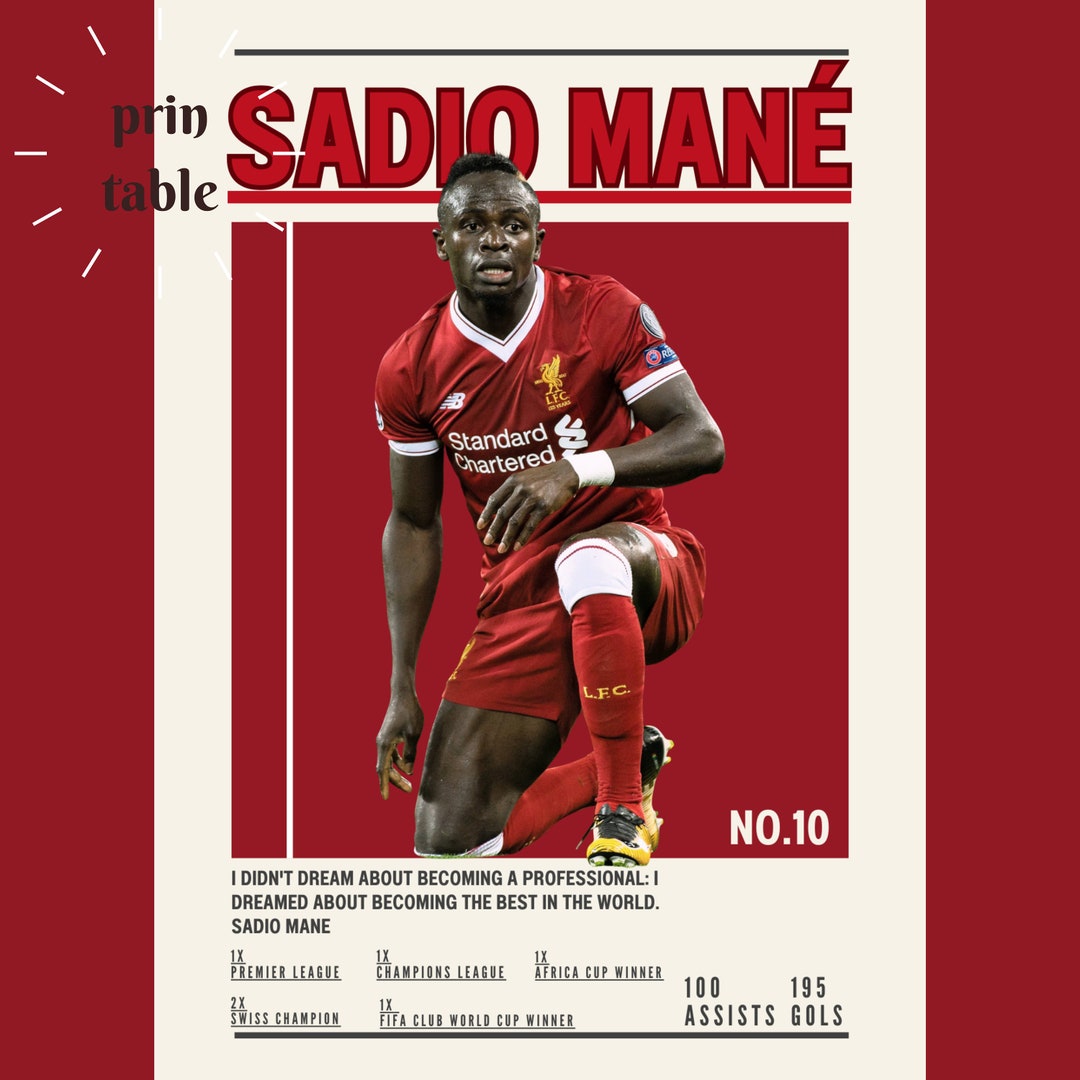 Sadio Mane Poster,sadio Mane Quotation,mid-century Modern,uni Dorm Room ...